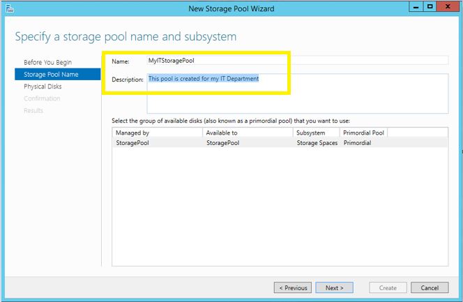 How to create Storage Pool - Windows Server 2012 R2