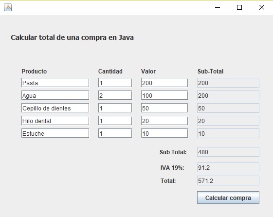 Programa que muestre el total a pagar en Java con Interfaz