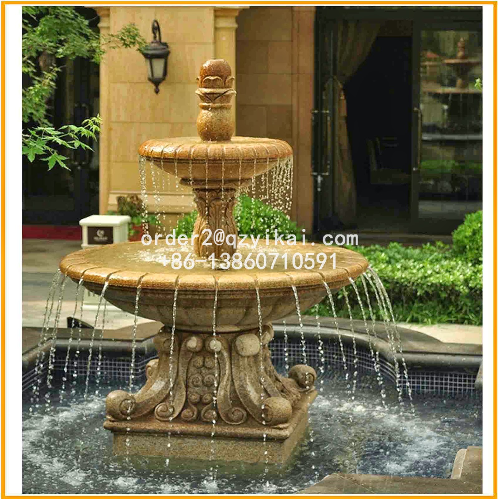Miranda: Outdoor Carved Stone Water Fountain