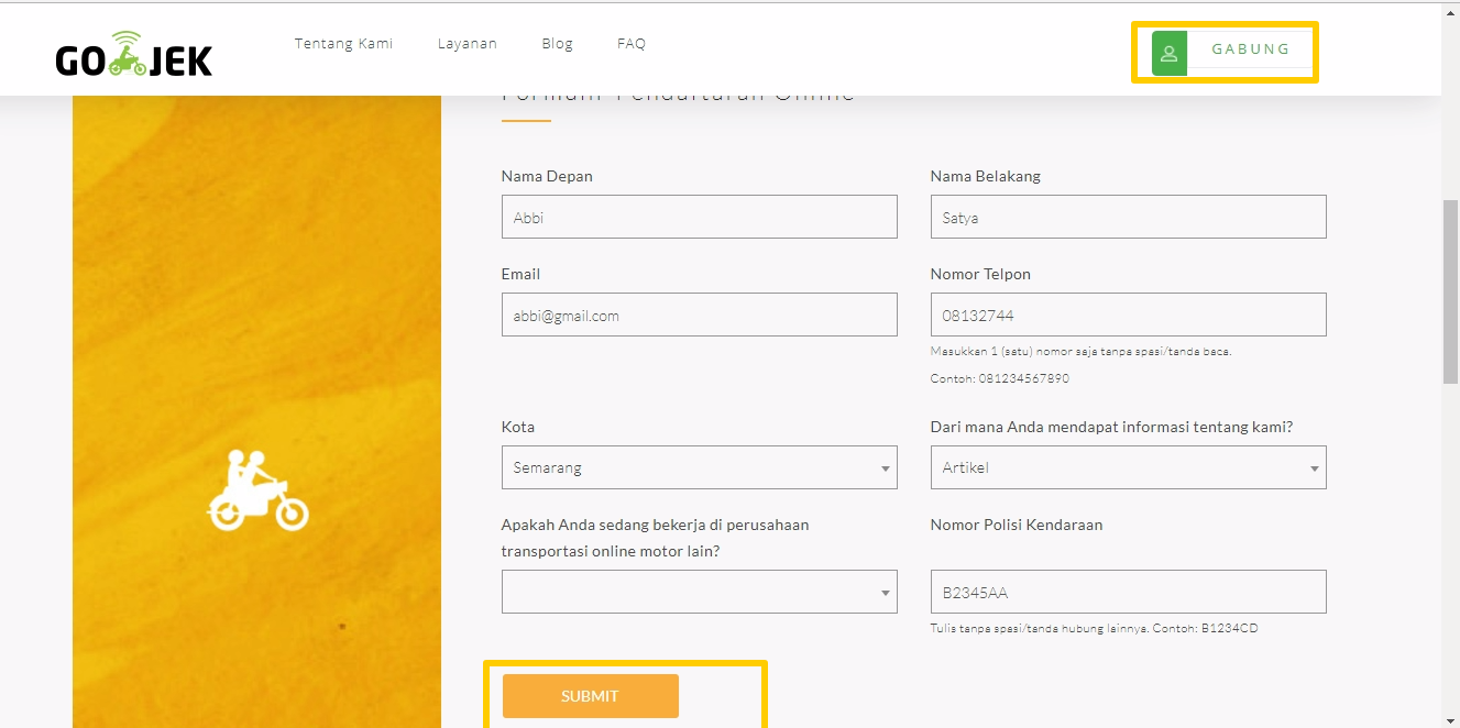 # Cara daftar Gojek Bandar lampung via Online Khusus Buat Kamu - Driver ...