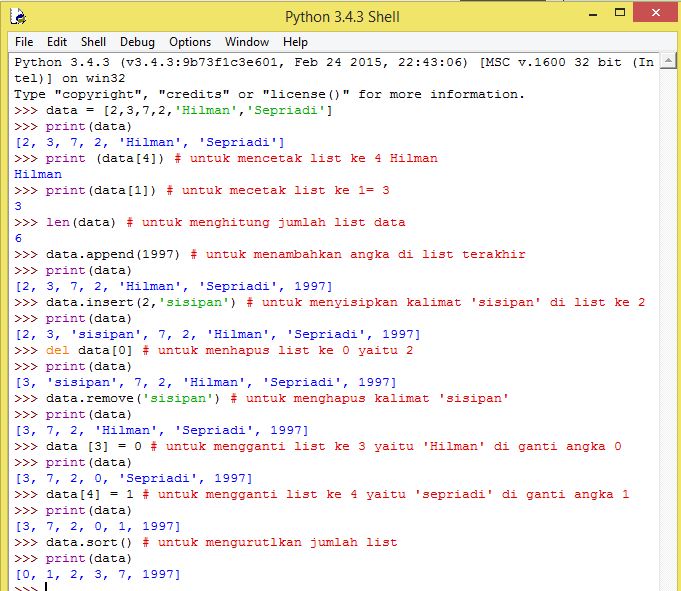 List Dalam Bahasa Pemograman Python