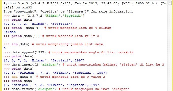 List Dalam Bahasa Pemograman Python
