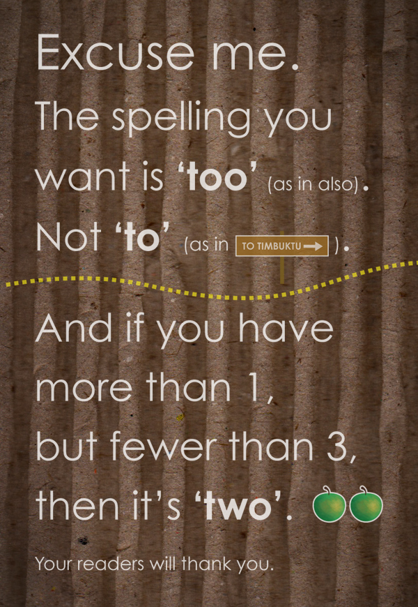 edfredned's sketch blog: Grammar Illustrated: Two, Too and To