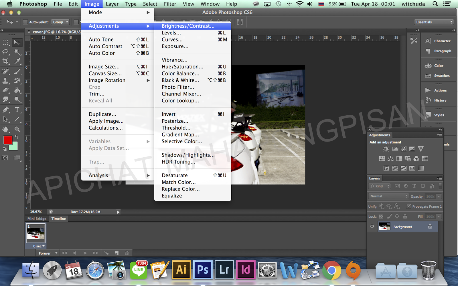 Photoshop : ปรับแต่งค่าแสงด้วย Brightness / Contrast