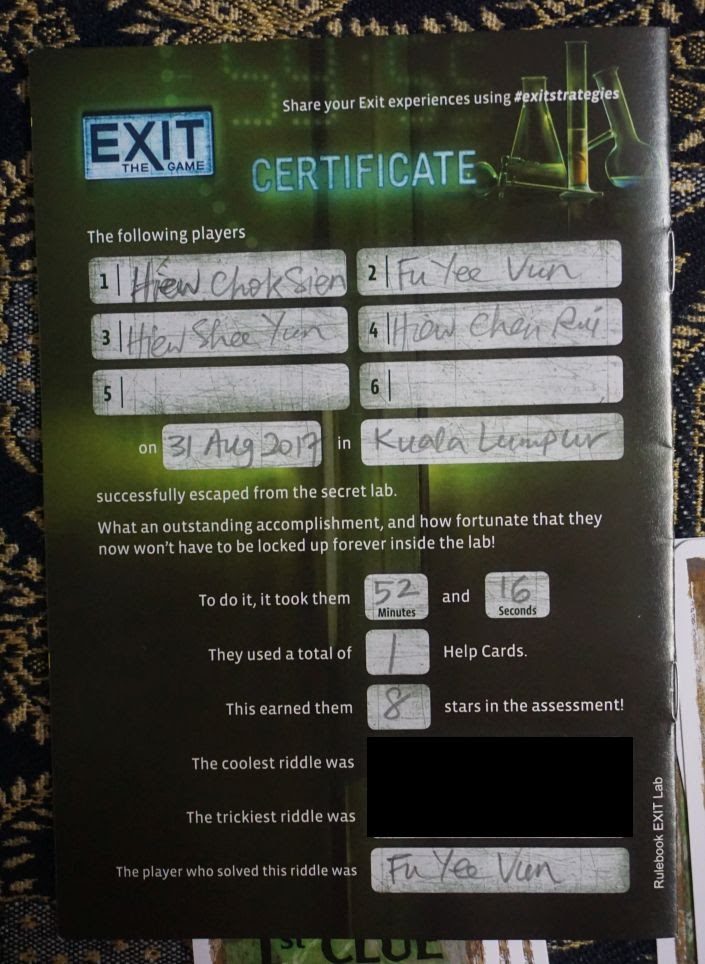Hiew's Boardgame Blog: Exit: The Game