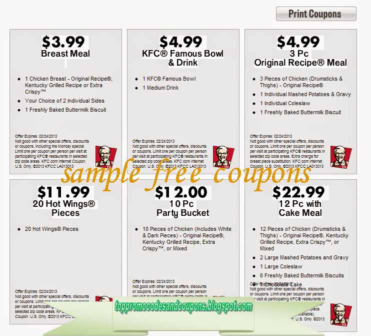 Free Promo Codes and Coupons 2023: Kfc Coupons