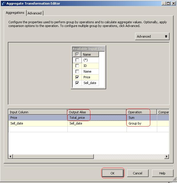 SSIS: AGGREGATE TRANSFORMATION