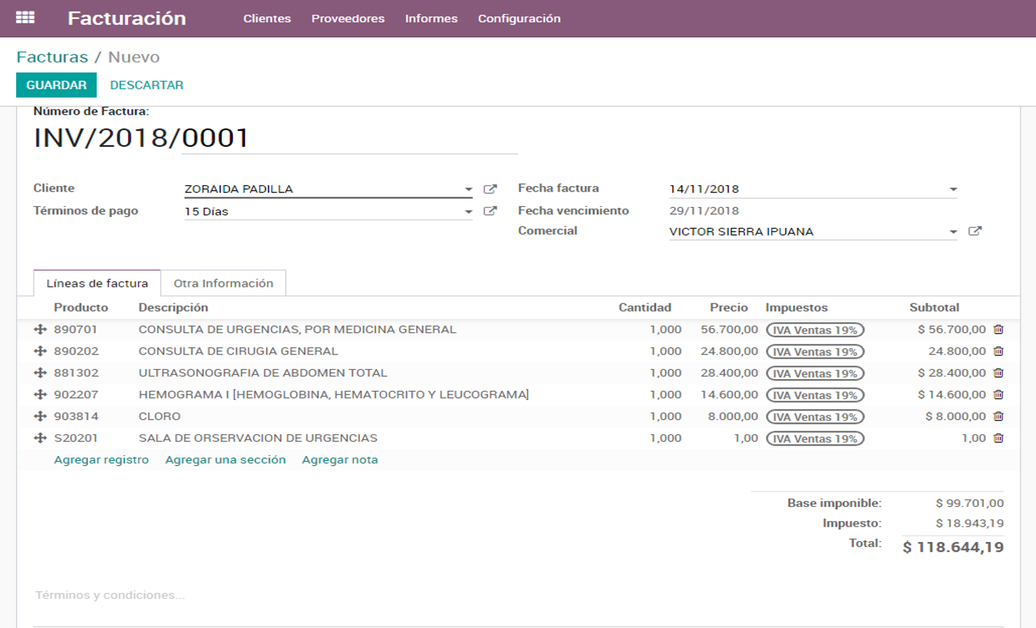 ERP´S Sistema de planificación de recursos empresariales: ODOO - MODULO DE FACTURACIÓN