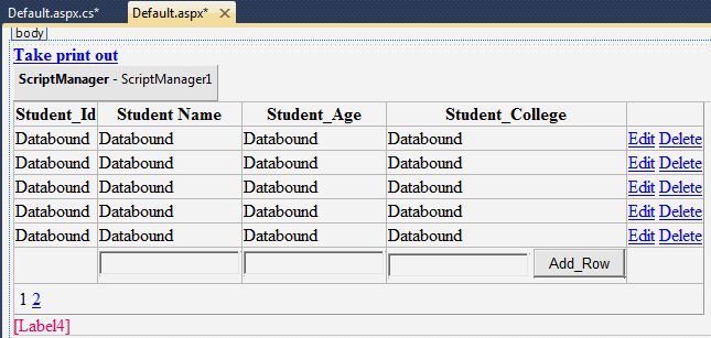 How to perform Insert Edit Update Delete Cancel and Print Operations in GridView Using Stored ...