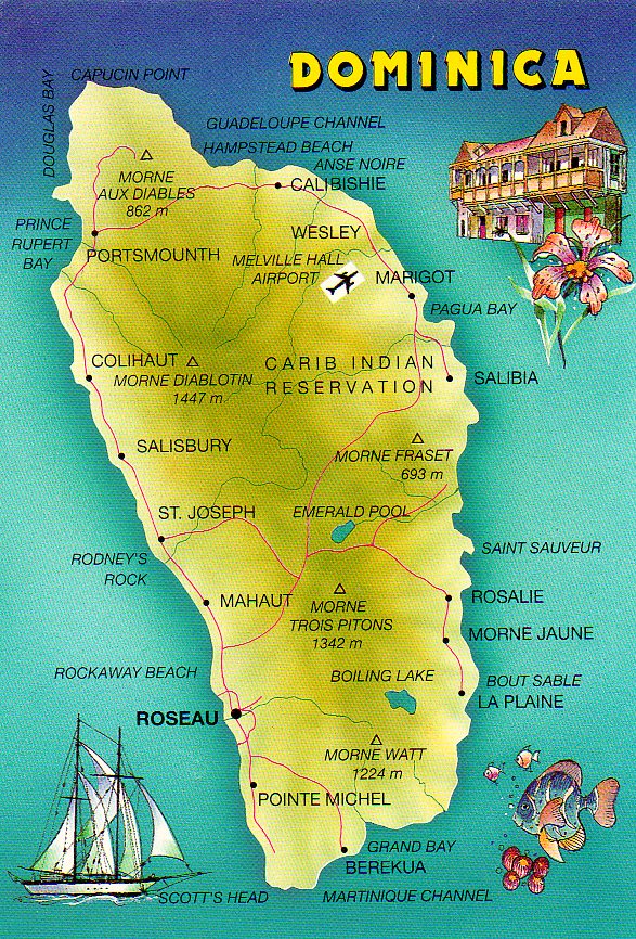 pocztówkowe mapy: Dominika