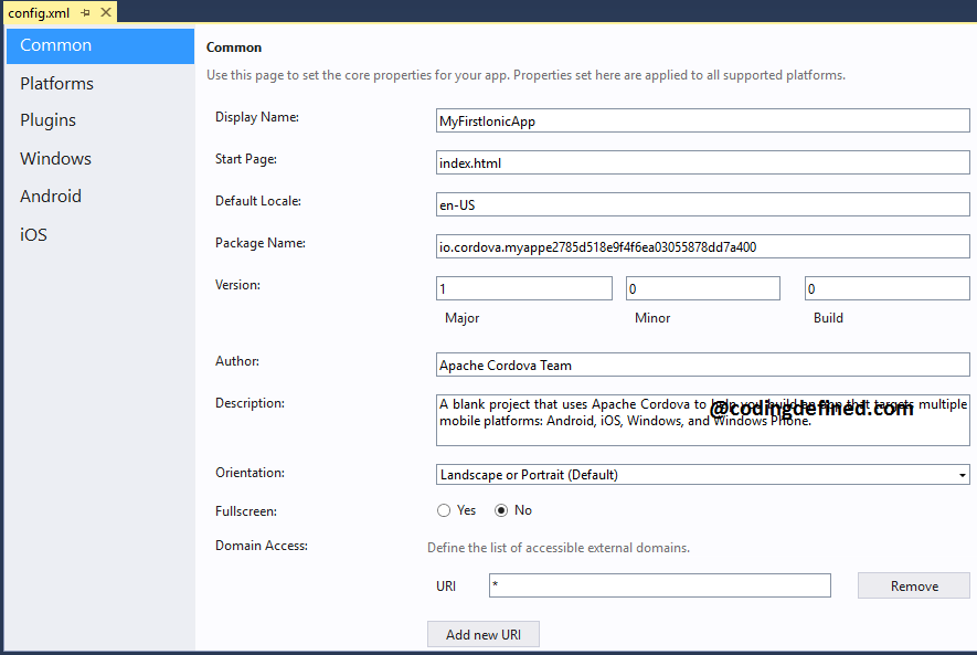 Ionic Project Configuration using config.xml - Coding Defined