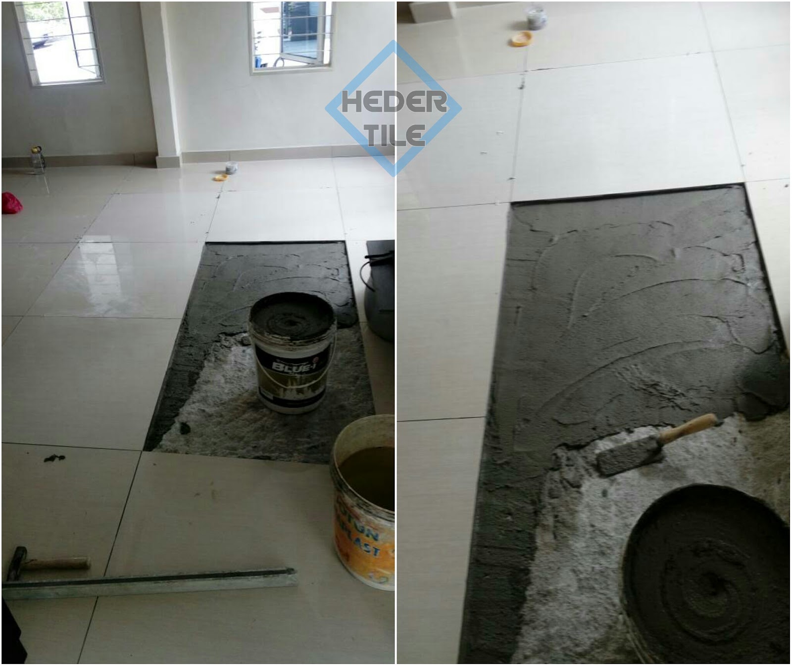Memperbaiki. Repair tile/jubin mengelembung. Tertanggal, pecah, repair tile