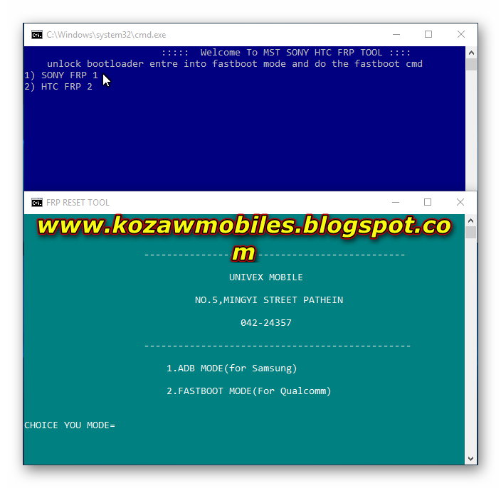 HTC, SONY QUALCOMM One Click Frp Unlock Tool - KoZaw Mobile & IT နည်းပညာ