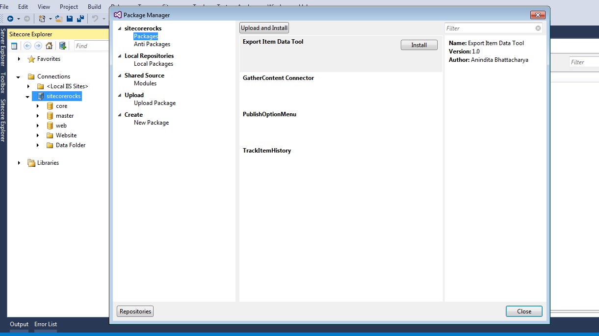 Explore Sitecore Upload And Install Sitecore Package Using Sitecore Rocks