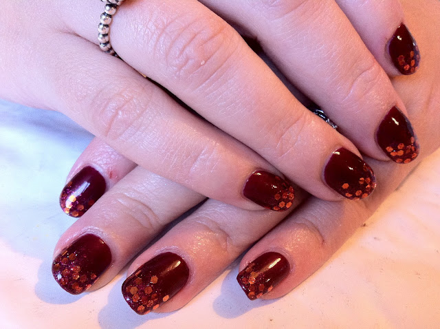 Brush up and Polish up!: CND Shellac Nail Art - Autumn Rust in Glitter