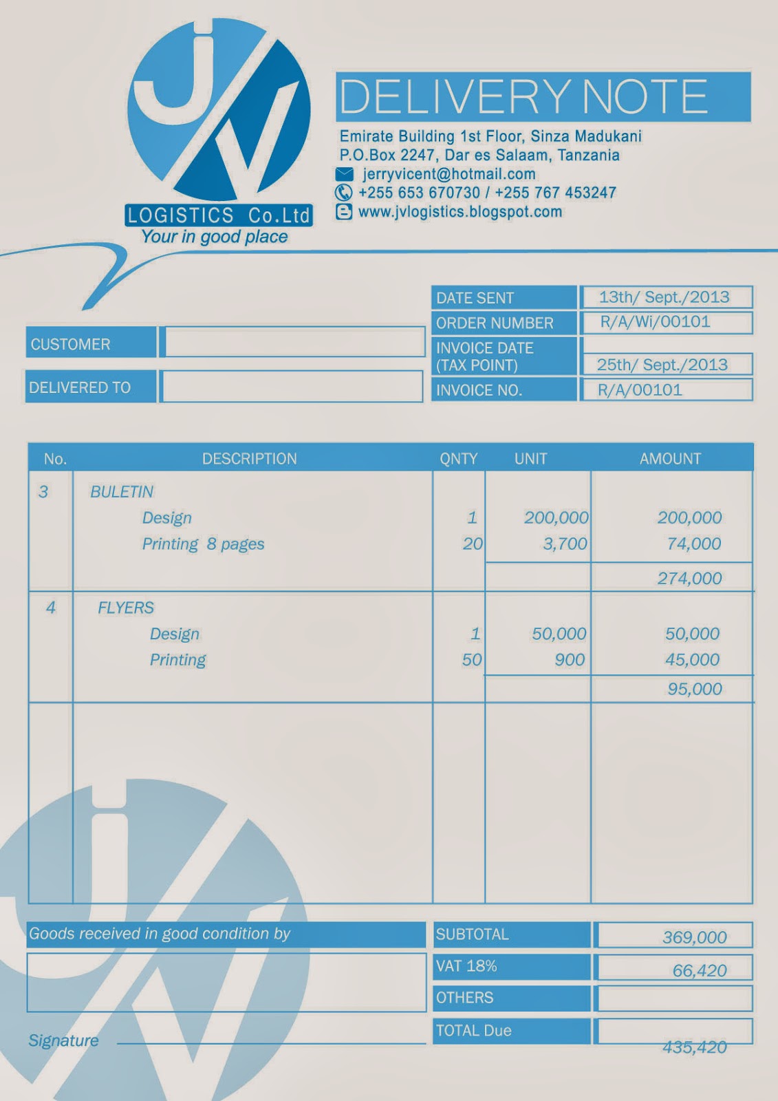 RUMAAFRICA JOBS: RUMAFRICA YATENGENEZA DELIVERY NOTE YA KAMPUNI YA JV ...