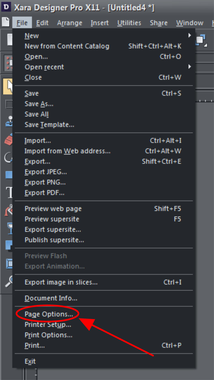 CARA SETTING PAGE OPTIONS PADA XARA DESIGN PRO X11 - Pensil Desain Xara