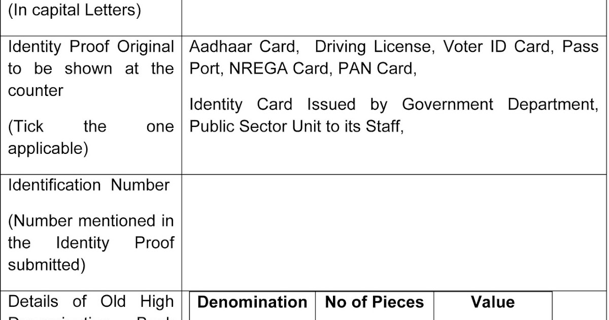 Latest Download Bank Old Currency Exchange Form for Rs.500/- & Rs.1000 ...