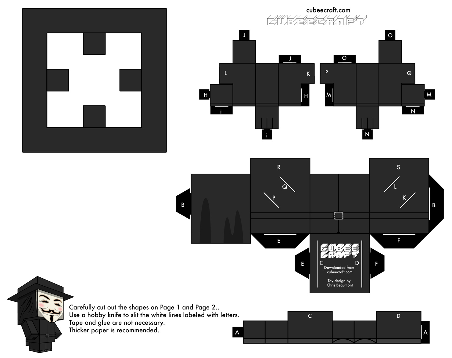 Faça facilmente um papercraft do V de Vingança!