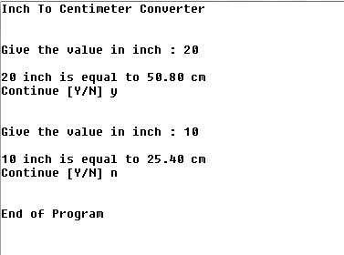 Free Programming Source Codes and Computer Programming Tutorials: Inches To Centimeter in Turbo ...
