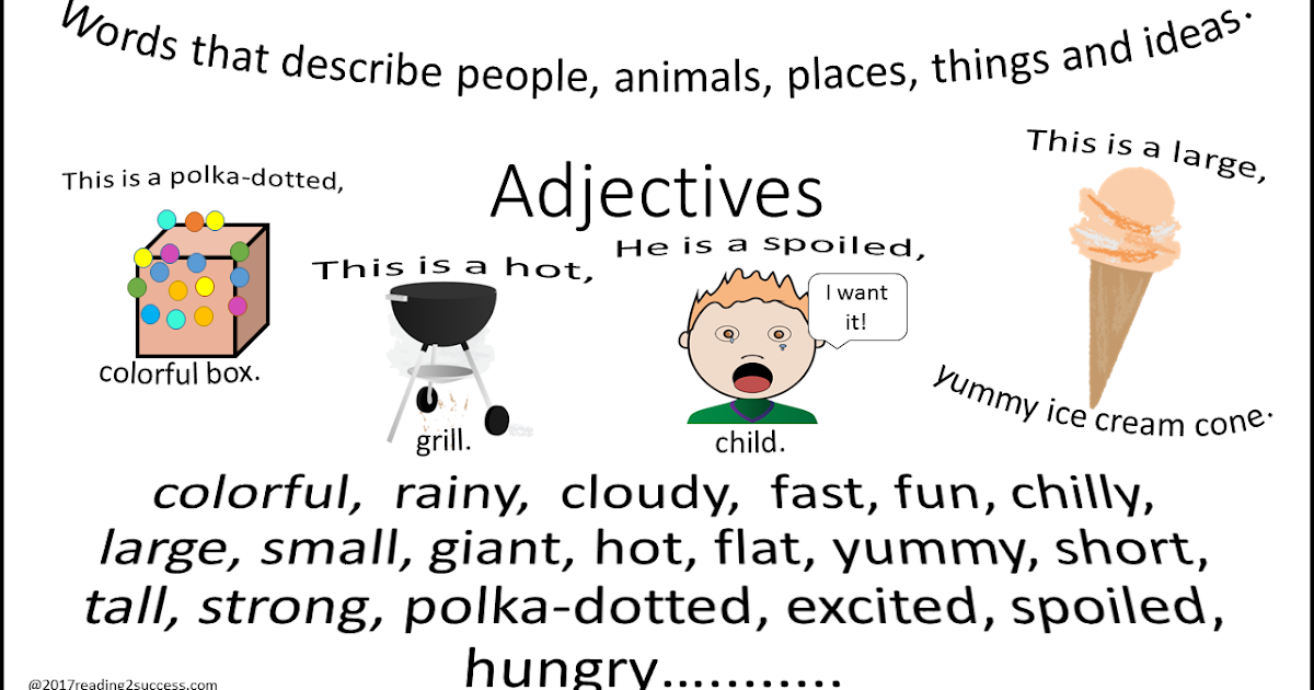 Reading2success: Adjectives to describe people, animals, places, things ...