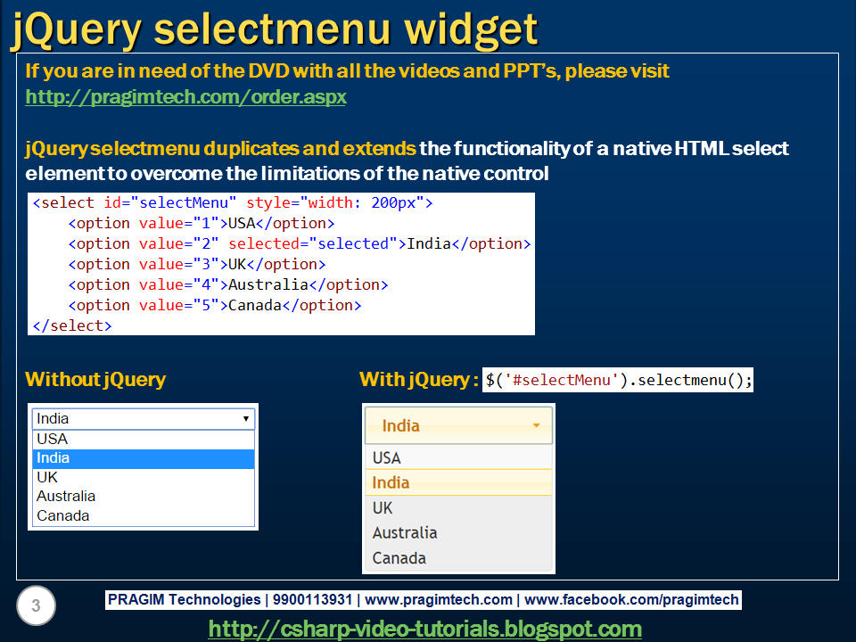 Sql Server Net And C Video Tutorial Jquery Selectmenu Widget