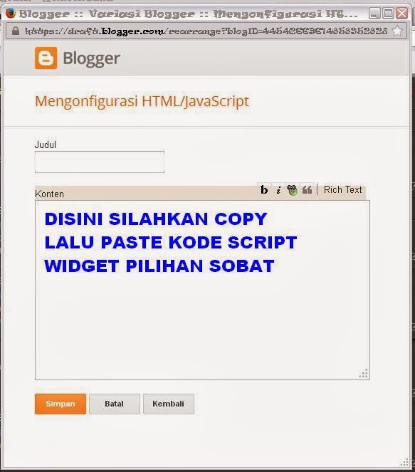 Cara Memasang Widget di Blogs (tugas TIK) #sumber(http://variasiblogger ...