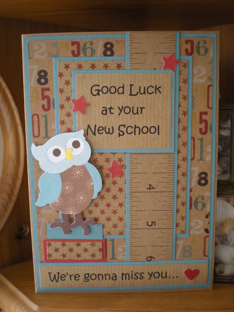 Sally Bee's Cards and Chat: Good luck in your new school....