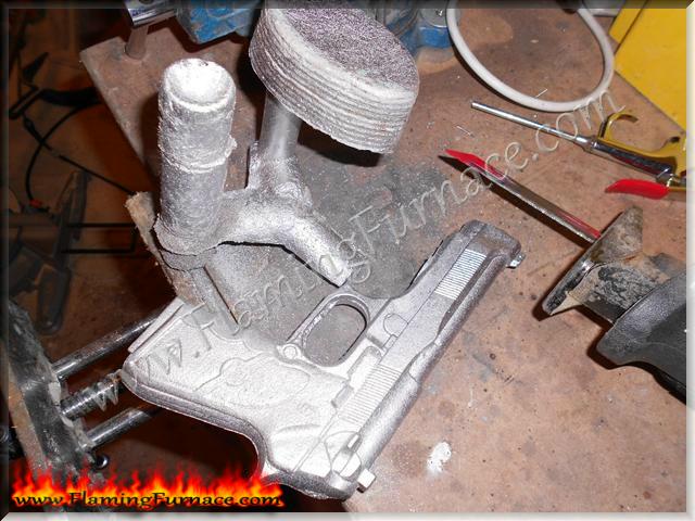 Casting aluminum pistol and suppressor replica ~ Metal casting projects