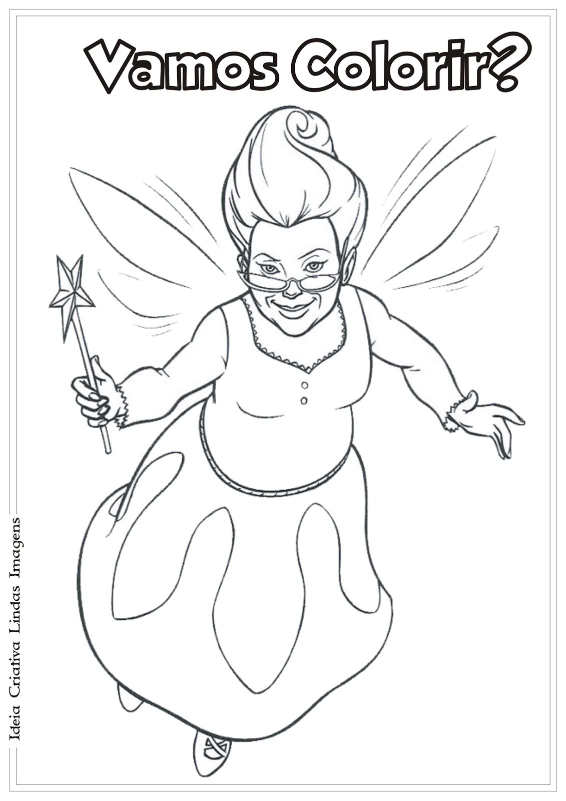 Shrek - Fada madrinha desenho para colorir