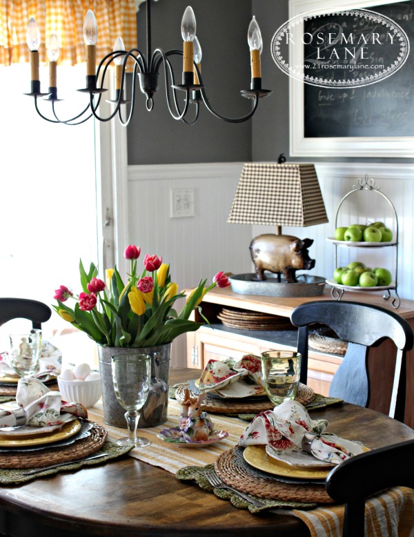 21 Rosemary Lane: Farmhouse Style Easter Breakfast Table in the Kitchen