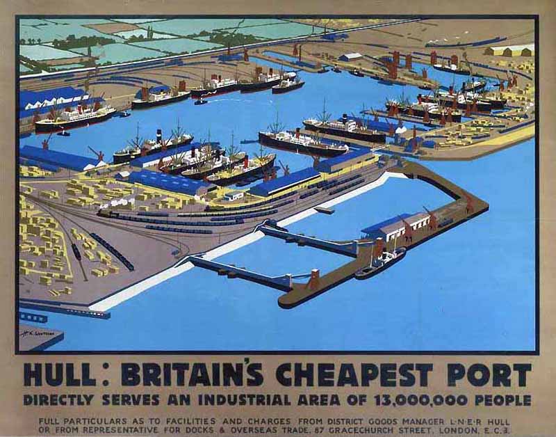 transpress nz: Hull port poster, England, 1929