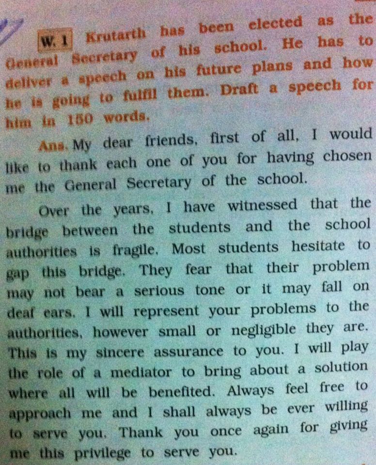 Speech as the General Secretary of the School