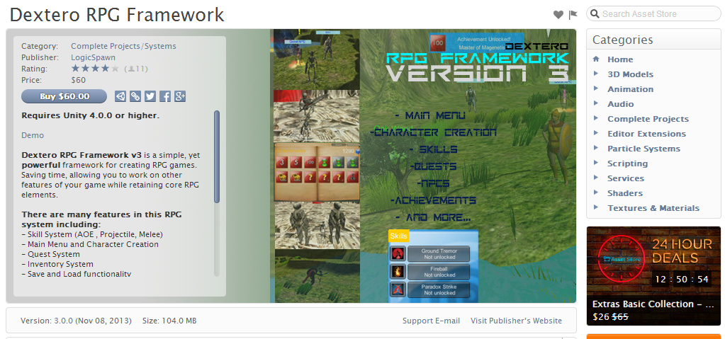 Free Assets for Unity 3D Engine.: Dextero RPG Framework 3.0.0