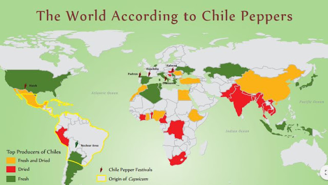 World map according to chile peppers