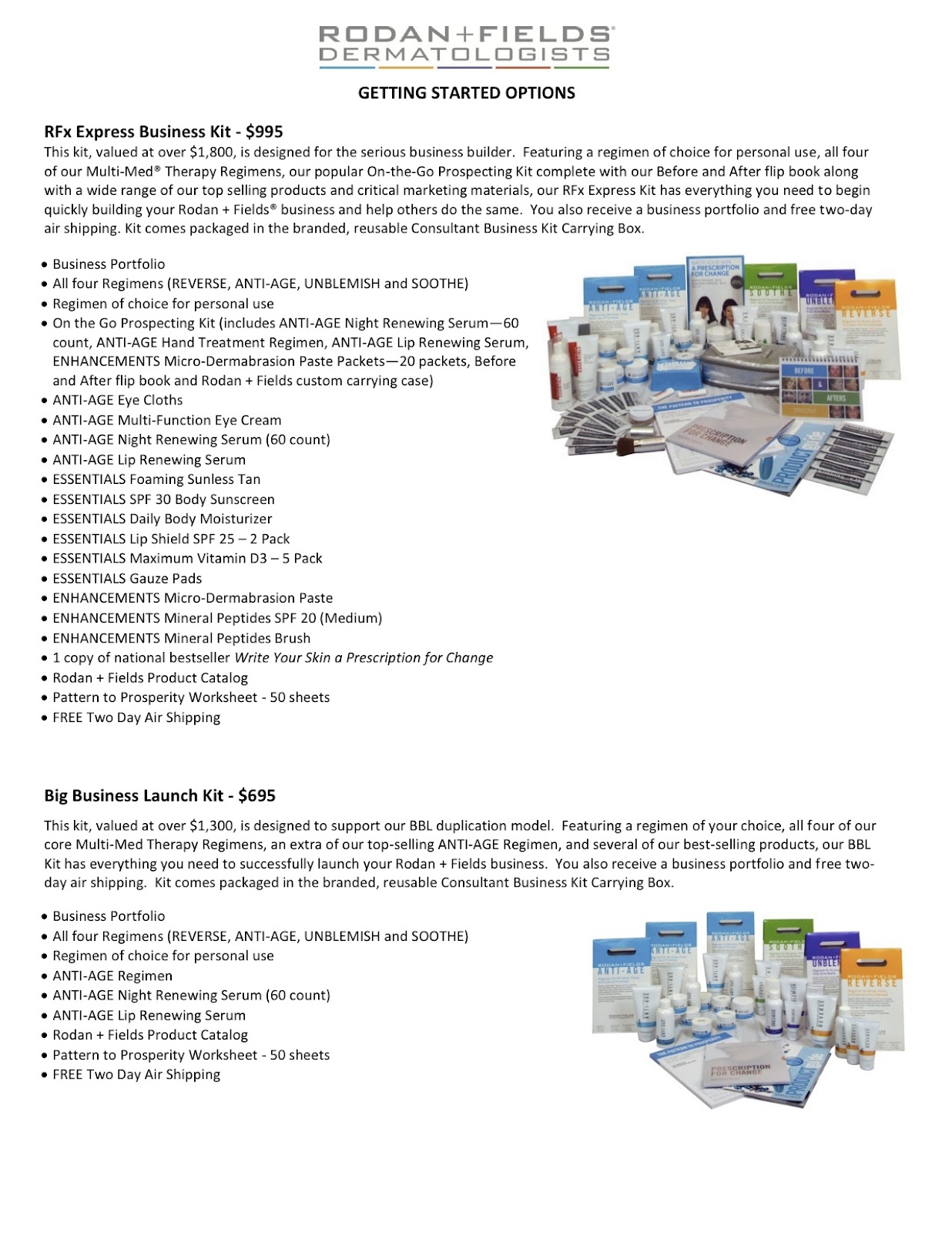 Why Rodan+Fields?: New Rodan and Fields Business Kit buy in options