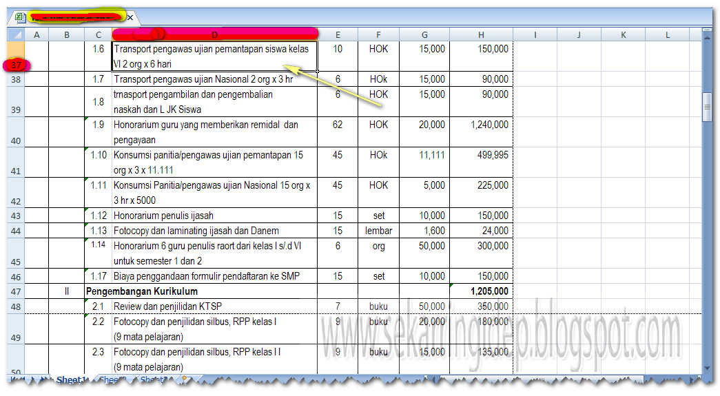 Menambah baris dalam 1 Shell (MsExl) | SEKARRINGIDEP