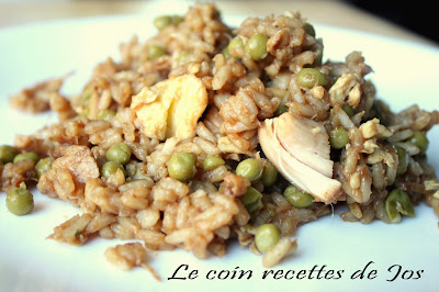 Le coin recettes de Jos: RIZ FRIT AU POULET ET PETITS POIS