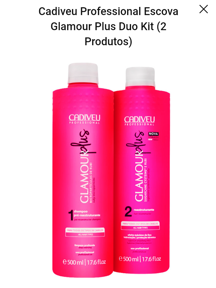 Cadivel Profissional Escova Glamour Plus - Sem Formol Linda e Destemida