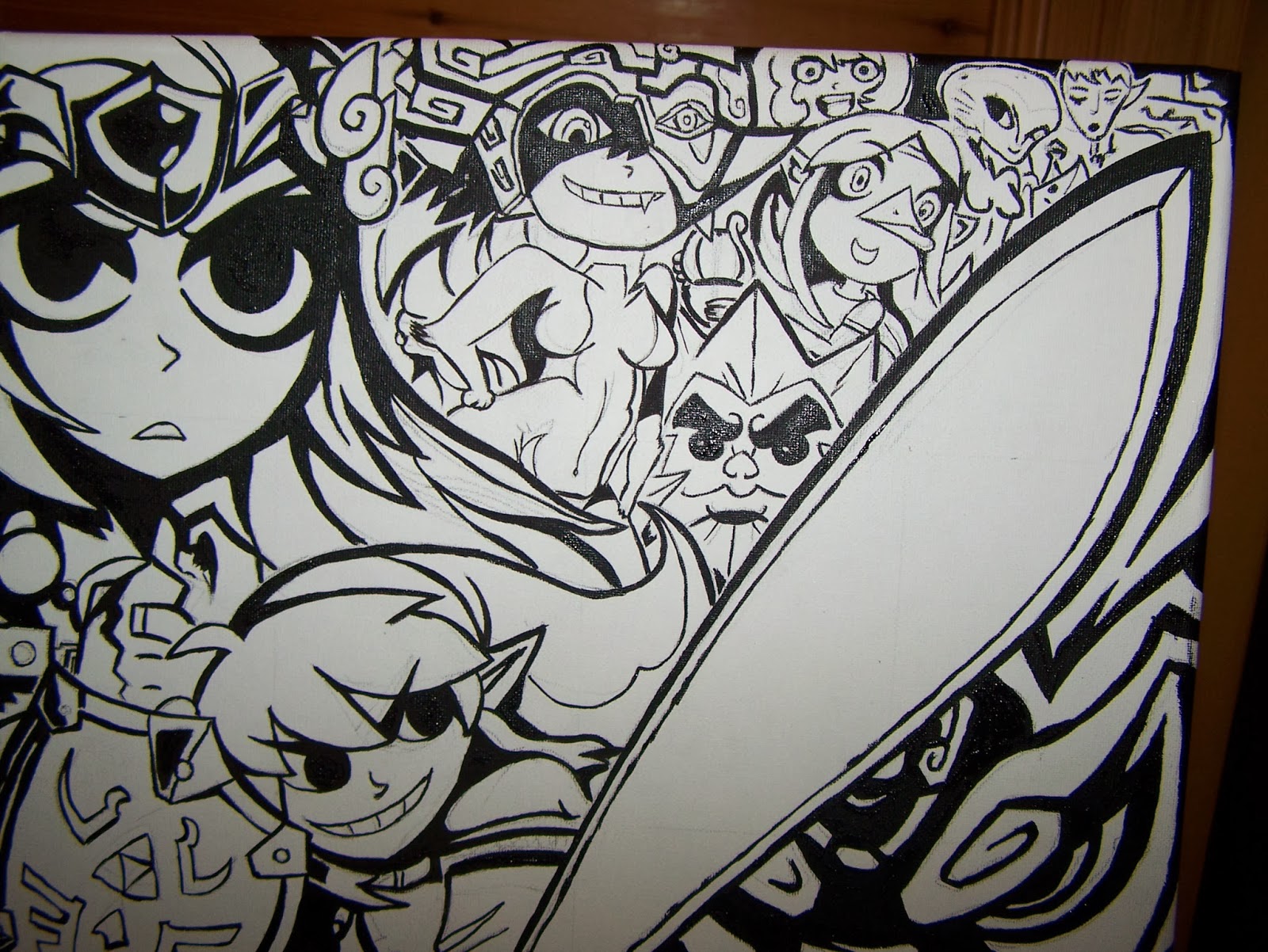 canvas and paints: Zelda outline finished