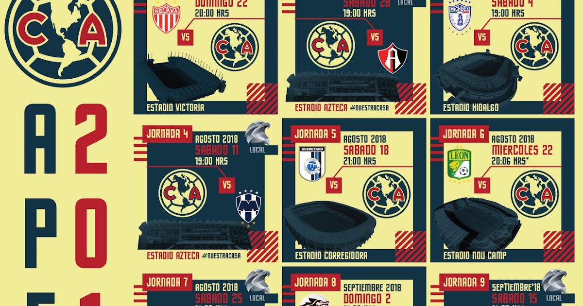 AMERICAnografico: Club América - Calendario Apertura 2018 - LigaMX