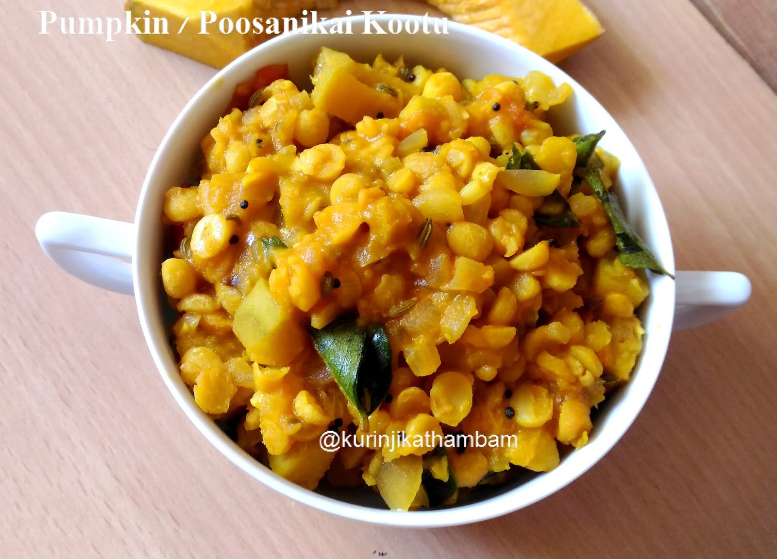 Yellow Pumpkin Kootu with Channa Dal (without Coconut) ~ Kurinji Kathambam