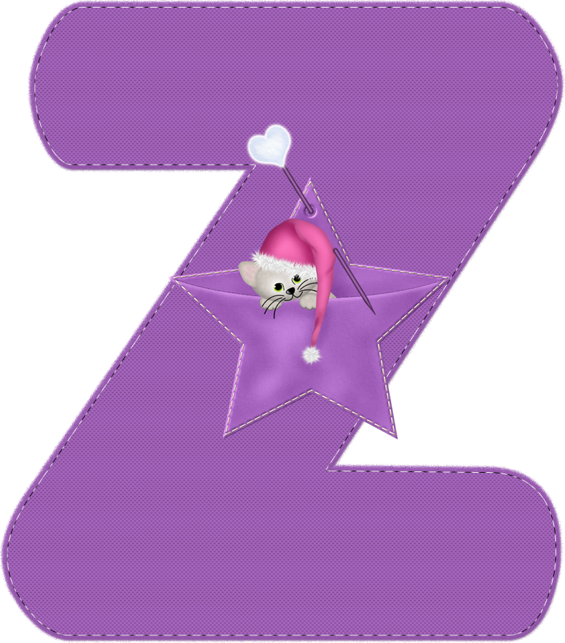 Alfabeto Morado con Gatito con Gorro de Navidad. - Oh my Alfabetos!