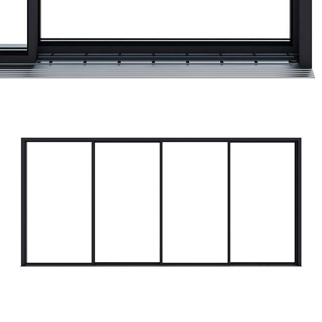 Minimal frame window 03, 2,5 m Hight, sliding panels