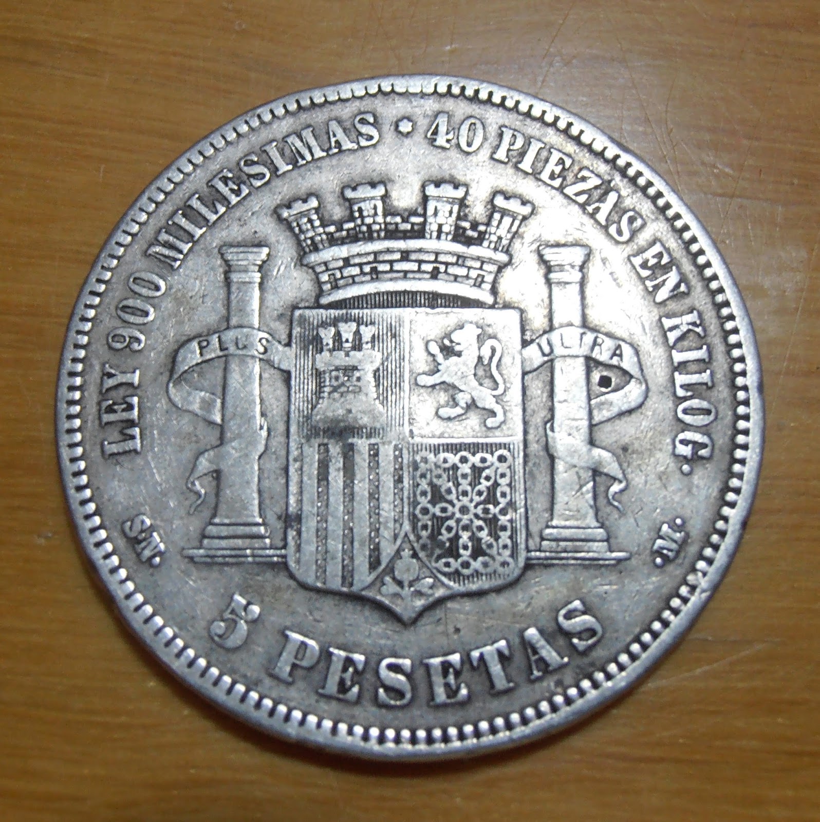 Numismática 5 - CDMX: España Antigua moneda de 5 Pesetas de plata (1 ...