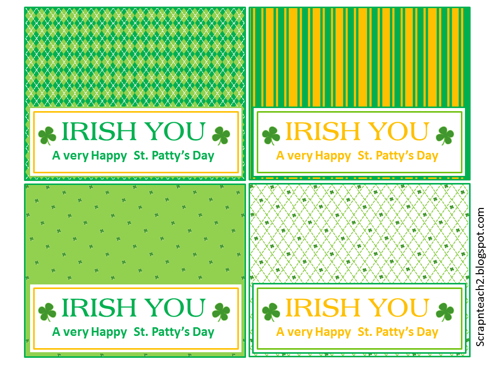 ScrapNteach2: Free St. Patrick's Day goody bag topper