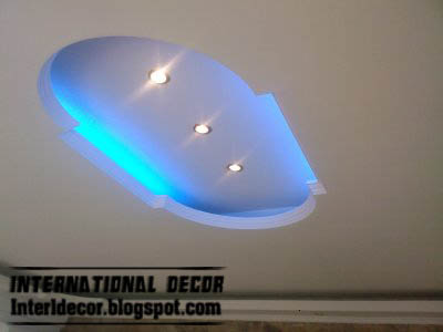 Gypsum ceilings designs with blue ceiling lighting ideas