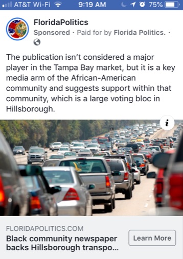 Eye On Tampa Bay: Paid Political Facebook Ad Runs Without Proper Disclaimer