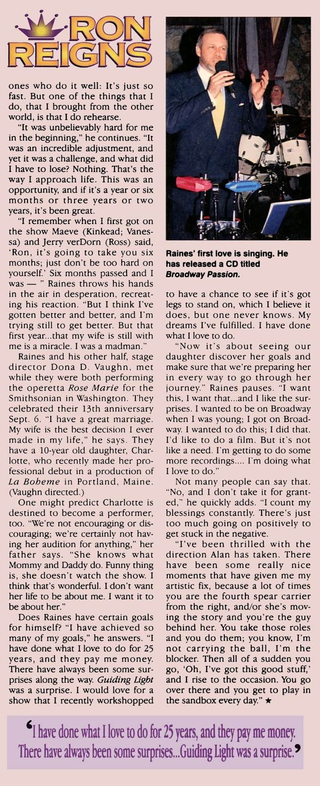 Guiding Light: Ron Reigns - Ron Raines