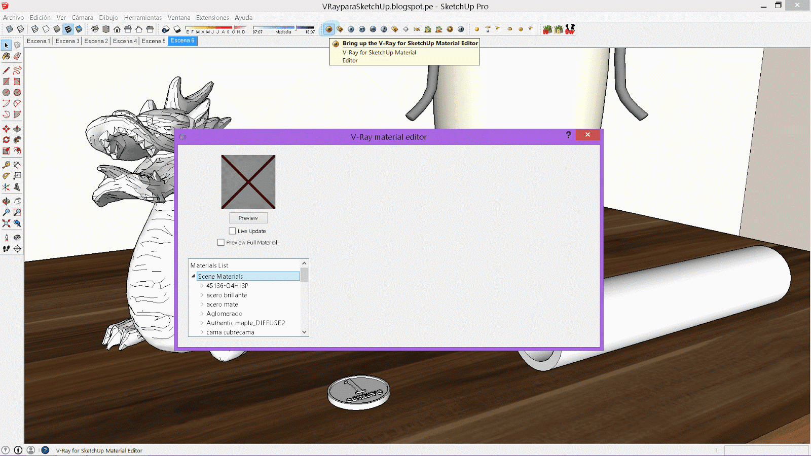 Renderizar con VRay 2.0 para SketchUp: Cobre